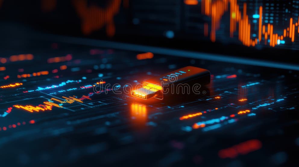 Futuristic Digital Data Transfer Concept with Usb Flash Drive and ...