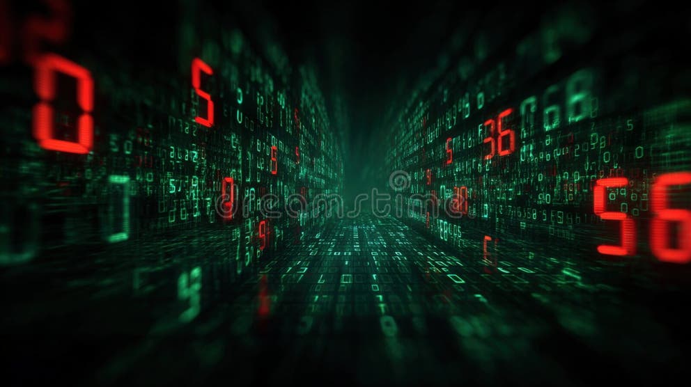 Generative AI Digital Binary Code Stream Reflecting Data Flow and ...