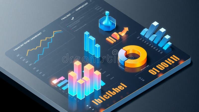 Futuristic Digital Data Visualization with Charts and Graphs Stock Illustration - Illustration ...
