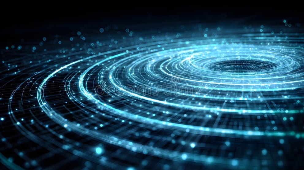 Futuristic Digital Data Visualization with Glowing Circles and ...