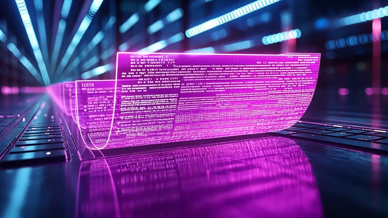 Futuristic Digital Data Visualization with Glowing Elements, Showcasing ...