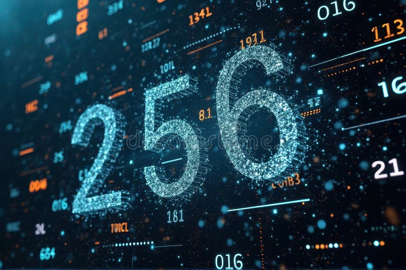 Futuristic Digital Data Visualization With Glowing Numbers And Binary Code Elements Stock