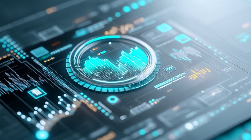 Futuristic Digital Data Visualization Interface Close-up Stock ...