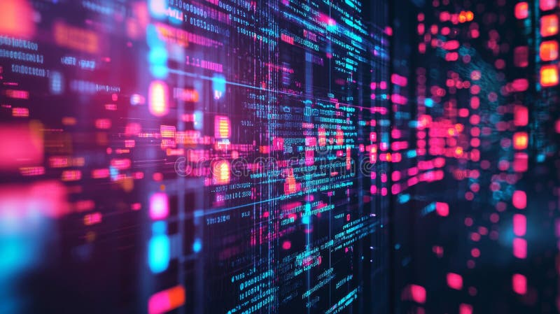 Futuristic Digital Data Visualization in Neon Colors Stock Photo ...