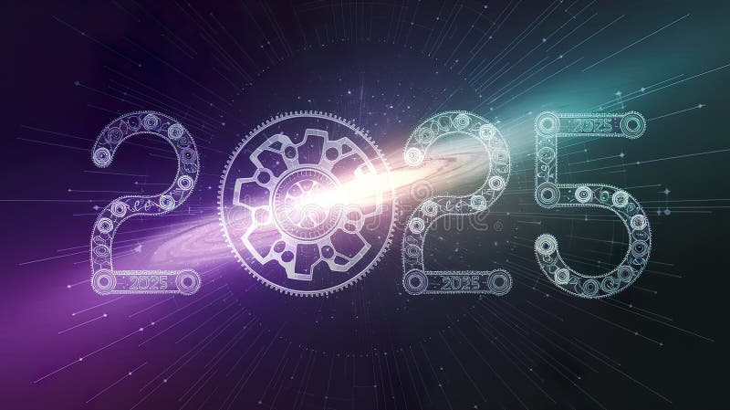 Futuristic Digital Design Depicting the Year 2025 with Cosmic and ...