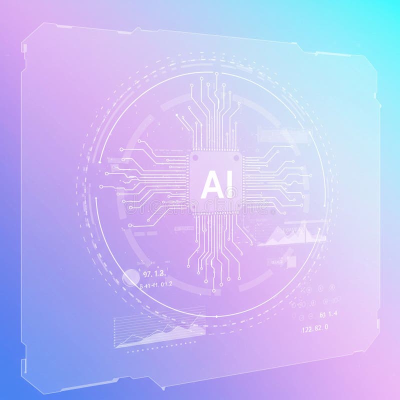 Uturistic Digital Design Featuring a Central Microchip Labeled "AI ...