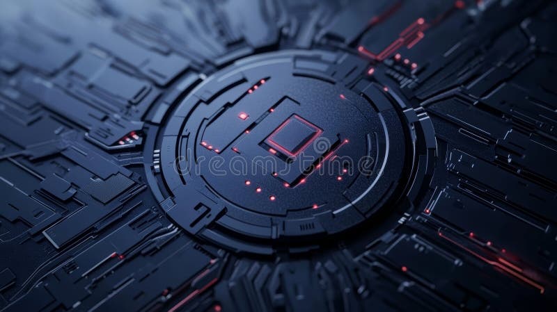 Futuristic Digital Design Featuring a Circular Circuit Pattern in Dark ...