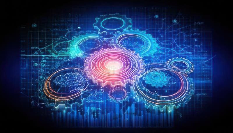 Futuristic Digital Design Featuring Colorful Gears and a Glowing Center ... Futuristic Digital Design Featuring Colorful Gears and a Glowing Center ...