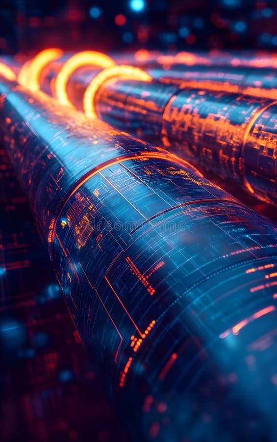 Digital Art of a Global Energy Infrastructure Network, Showcasing Gas ...