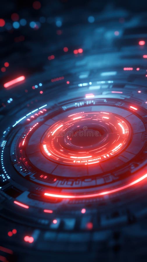 Futuristic Digital Design with Glowing Red and Blue Lights Stock ...