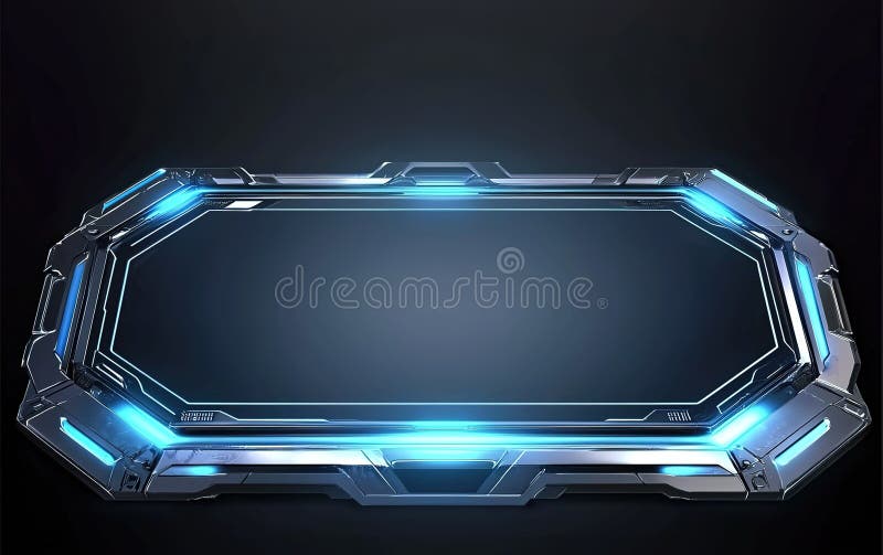 Futuristic Rectangular Frame Glowing Neon Lights Technology Display ...