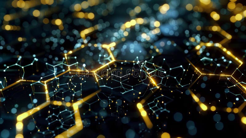 Futuristic Digital Display of Illuminated Hexagons and Geometric ...