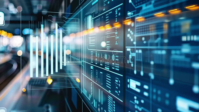 Digital Display Showing Data Analysis for Train Traffic Control System ...