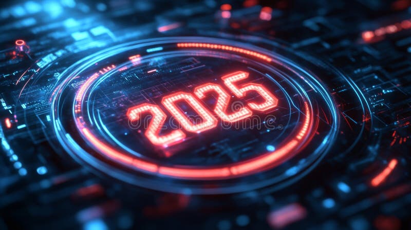 Futuristic Digital Display Showing Year Two Thousand Twenty Five Stock ...
