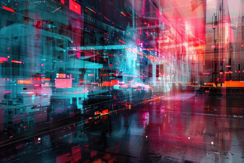 Futuristic Digital Display Vibrant Abstract Art, Adding a Pop of Color ...