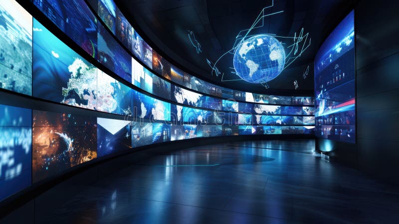 The Futuristic Digital Display Wall.AI Generated Image Stock Photo ...