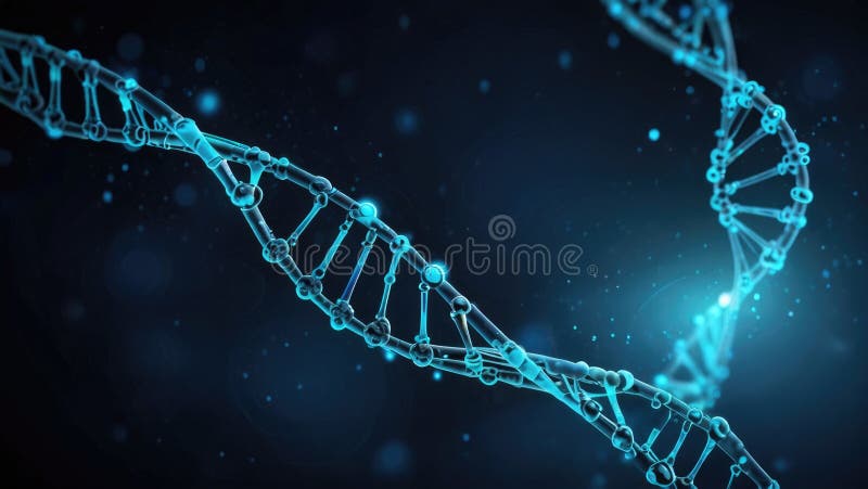 Futuristic Digital Dna Strand on a Dark Blue Background Stock ...
