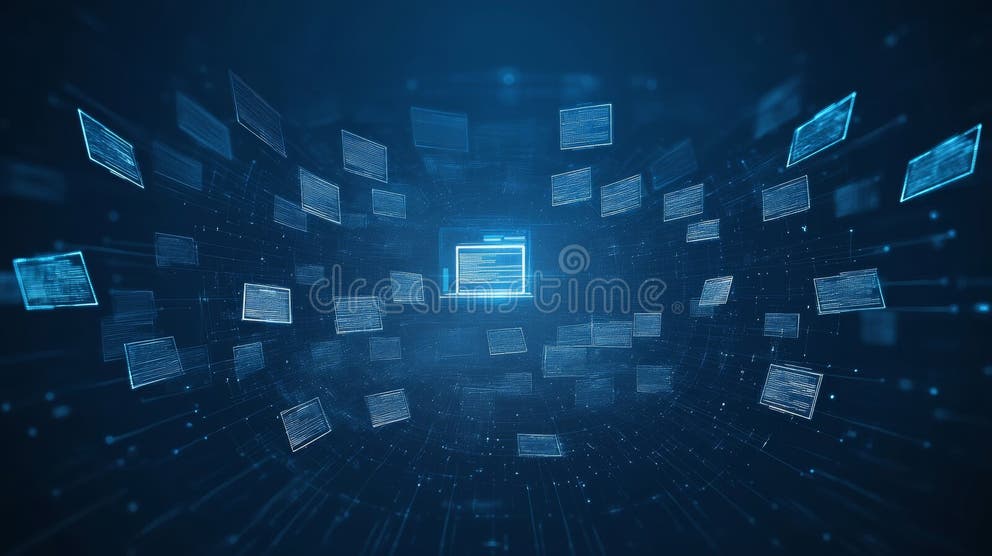 Futuristic Digital Document Management Systems Utilize Abstract Network ...