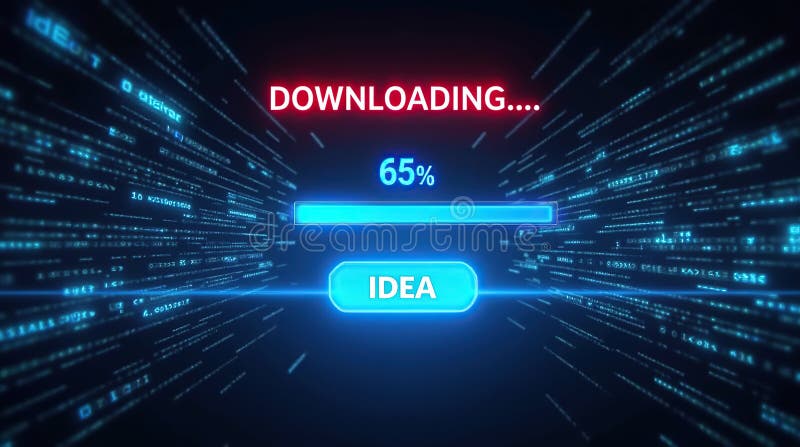 Futuristic Digital Download Screen with Bold Red Text Message Stock ...