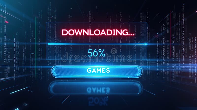 Futuristic Digital Download Screen with Bold Red Text Message Stock ...