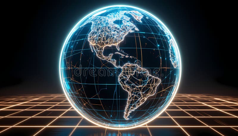 Futuristic Digital Earth Globe. Network, Technology, Connection Concept ...