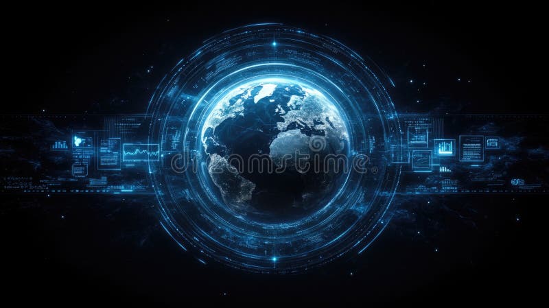 Futuristic Digital Earth Interface with Data Visualization and ...