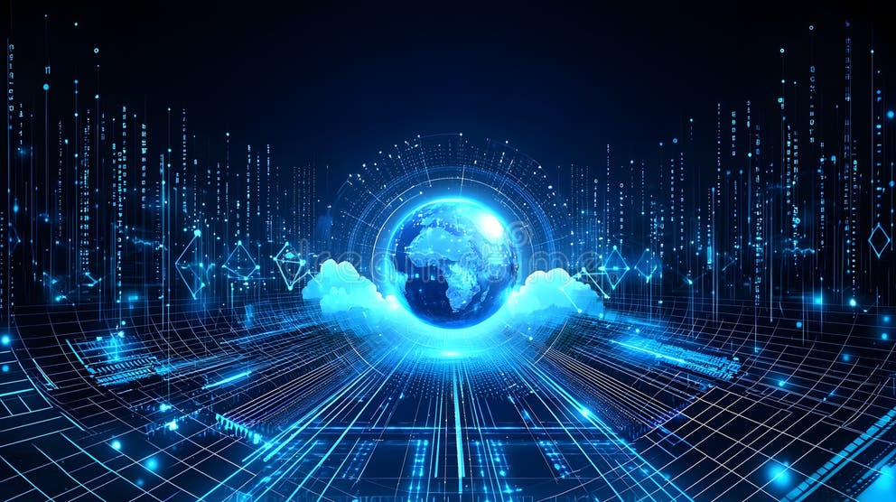 Futuristic Digital Earth Surrounded by Technology. Stock Photo - Image ...