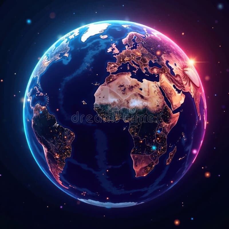 Futuristic Digital Earth, Vibrant Network Pulses, Vibrant Colors ...