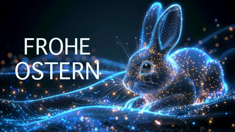 Futuristic Digital Easter Card Concept with German Text Happy Easter ...
