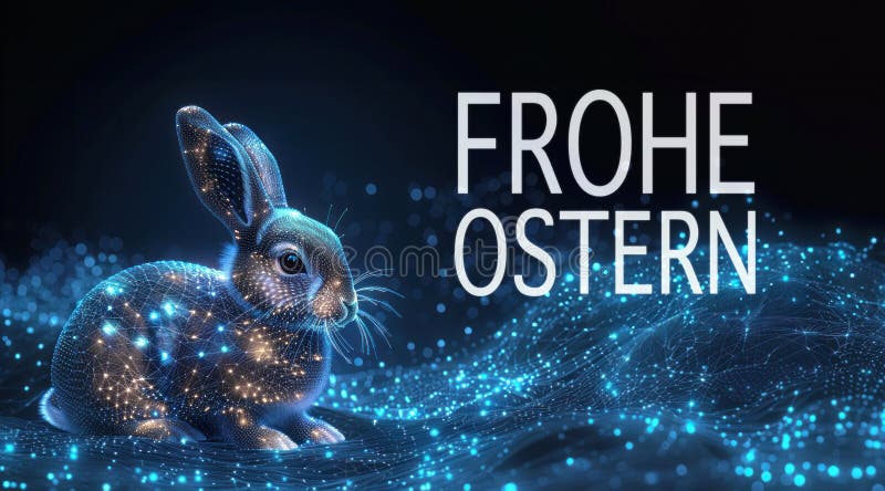 Futuristic Digital Easter Card Concept with Germany Text Happy Easter ...