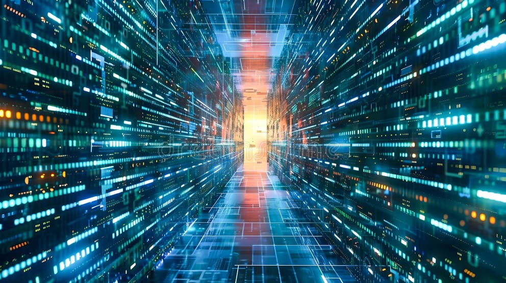 Futuristic Digital Economy Growth Backdrop with a Cyber Matrix Network ...