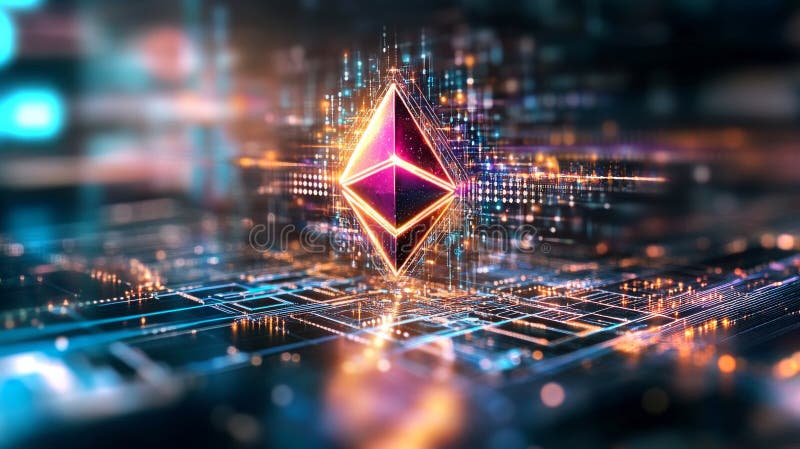 Futuristic Digital Ecosystem Powered by AI with Brilliant Geometric ...