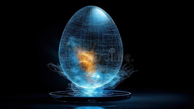 Futuristic Digital Egg with Glowing Network Structure on Dark ...