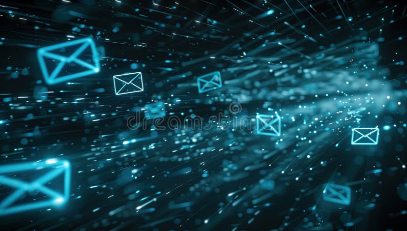 Futuristic Digital Email Communication Flow Stock Illustration ...
