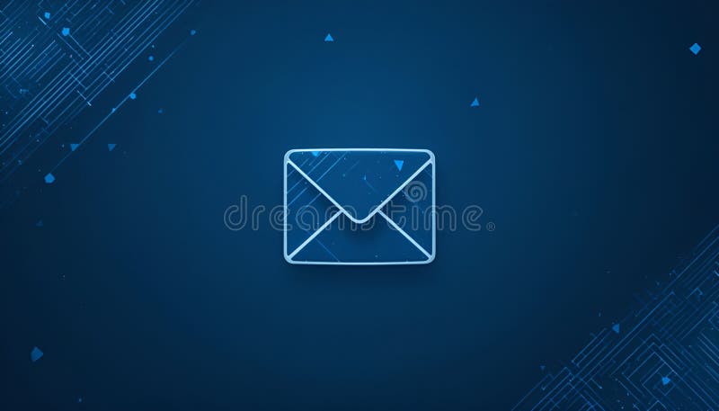 Futuristic Digital Email Icon on a Dark Blue Technology Background with ...
