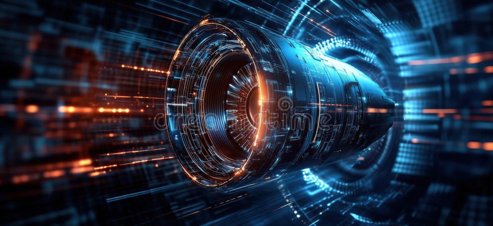 Futuristic Digital Engine with Glowing Circuits and Data Streams in ...