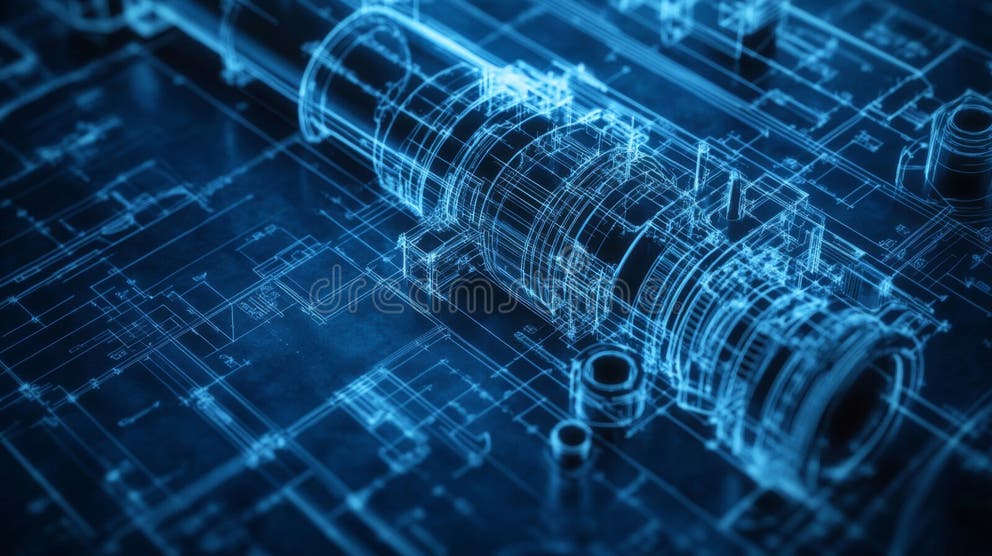 Futuristic Digital Engineering Blueprint with Glowing Circuits and ...