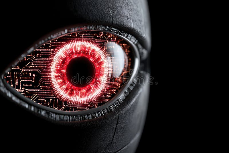 Futuristic Digital Eye with Circuit Board Patterns Stock Illustration ...