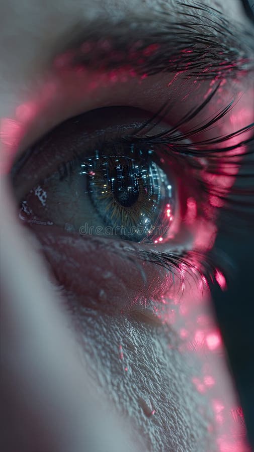 Futuristic Digital Eye with Circuit Patterns Surrounded by Glowing ...