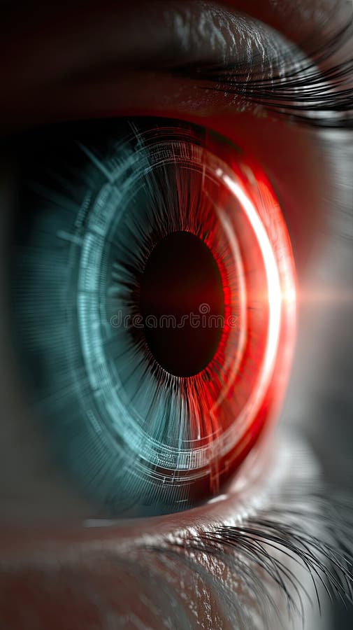 Futuristic Digital Eye with Circuit Patterns Surrounded by Glowing ...