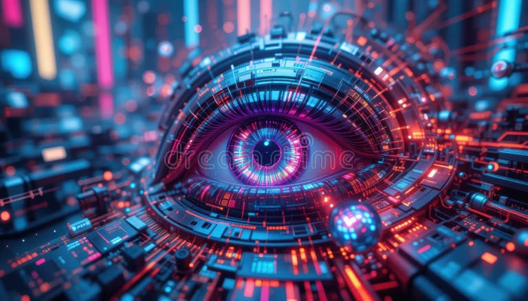 Futuristic Digital Eye with Glowing Circuits and Vibrant Colors ...