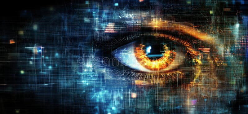 Futuristic Digital Eye with Glowing Iris and Abstract Technology ...