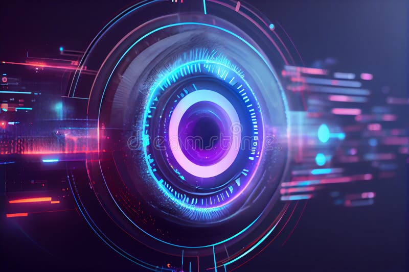 Futuristic Digital Eye, Illustration Generative AI. Stock Illustration ...