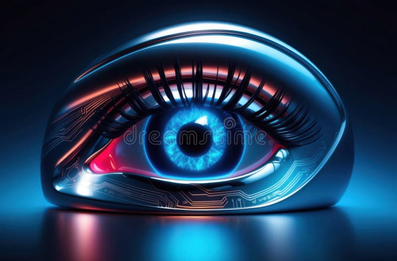 Futuristic Digital Eye with Neon Cyberpunk Design on Dark Gradient ...