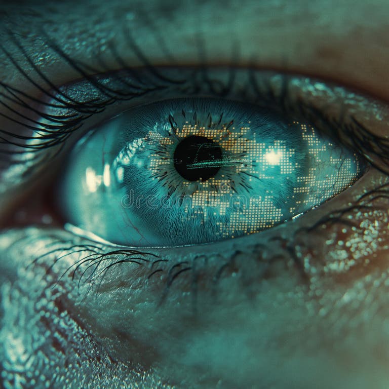 Futuristic Digital Eye Reflection in Close-up View Stock Image - Image ...