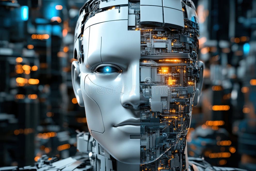 Futuristic Digital Face Disintegrating into Pixels in a High-Tech ...