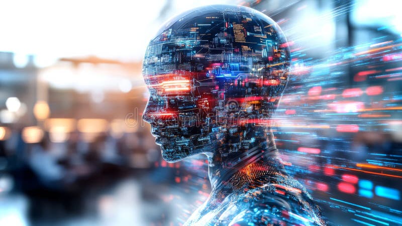 Futuristic Digital Figure Illuminated with Vibrant Data Streams in an ...