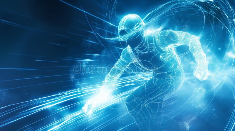 Futuristic Digital Figure in Motion Stock Image - Image of cyber ...