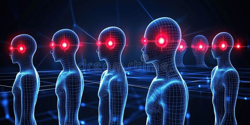 Futuristic Digital Figures with Glowing Eyes Convey a Sense of Advanced ...