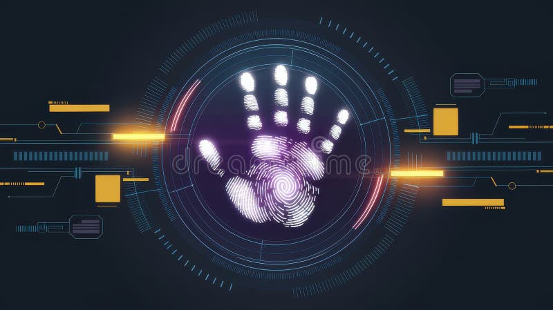 Futuristic Digital Fingerprint Display Representing Biometric Security ...
